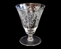 Morgantown Juice Goblet with etched Milan Pattern