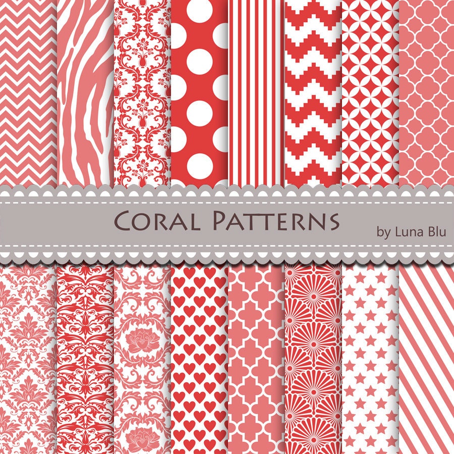 New Item added to my shop:Coral Digital Paper: “Coral” scrapbook paper ...