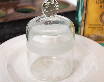 Vintage miniature science laboratory glass pot, bowl with cover ...