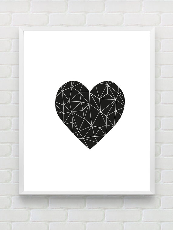 Printable Art Heart Print love Print Polygon Wall by Designsbyritz