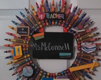 Beautiful Handmade Crayon Wreath for a Teacher