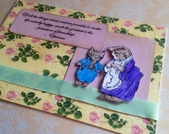 Handcrafted card- Beatrix potter card Birthday card or Thank you card ...