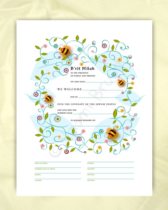 Digital/Editable Download Bris B'rit Milah Certificate