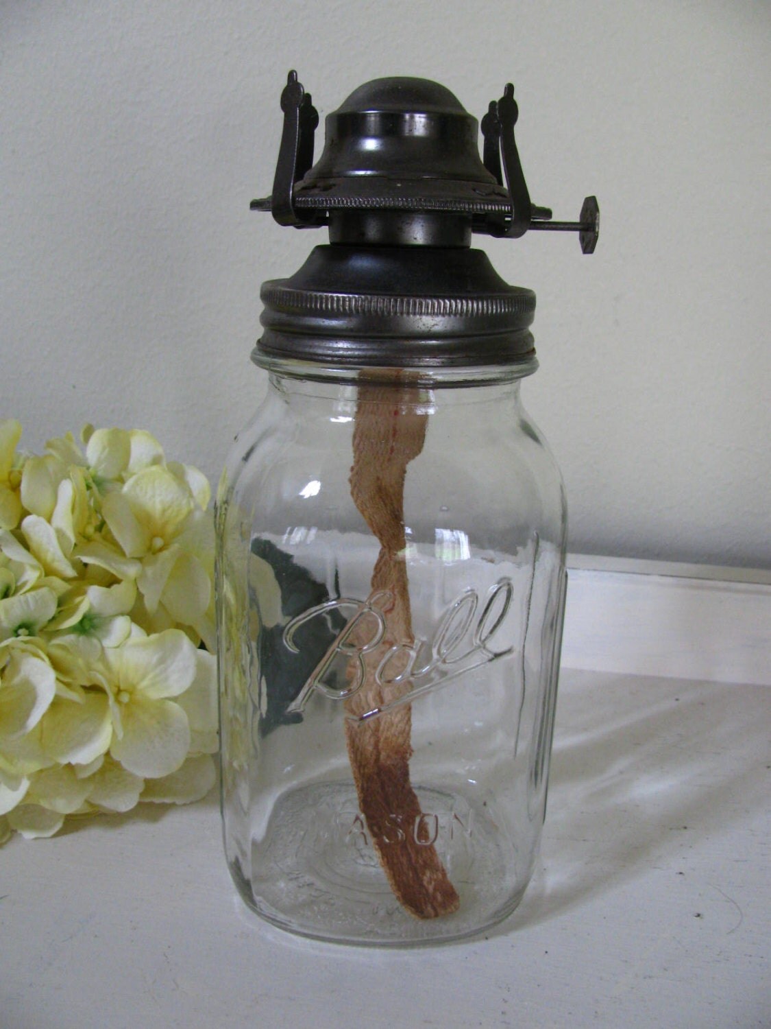 Vintage Ball Mason Jar Oil Lamp Farmhouse decor