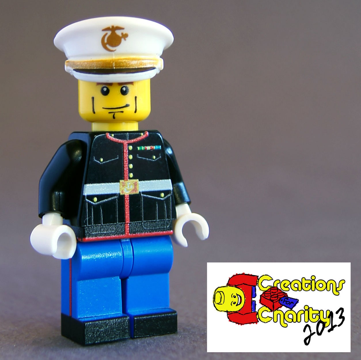 USMC Marine in Dress Blues custom printed by customBRICKS on Etsy