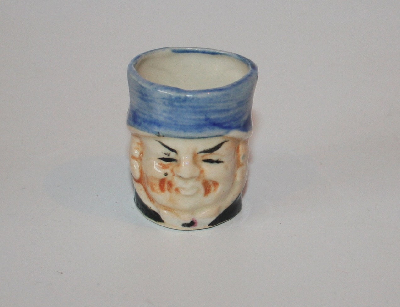 Stunning Small Vintage Ceramic Face Pot / MEMsArtShop.