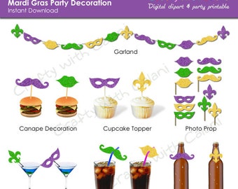 Mardi Gras Party Decoration, Party Printable, Instant Download ...