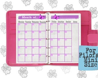 Filofax Mini printable kit purple Home Management6 planner