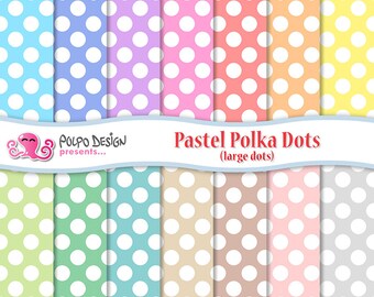 Pastel Polka Dots Digital Background Paper in Soft Pastel