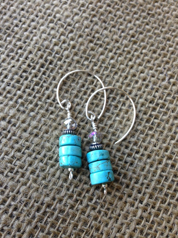 Items similar to Three little pill shaped turquoise beads, antiqued ...