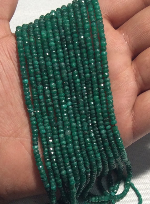Very fine Microfaceted Emerald beads 3-4 mm