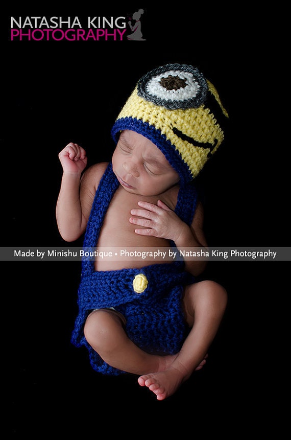 Set Minion Despicable Me inspired Baby Outfit Hat and Diaper