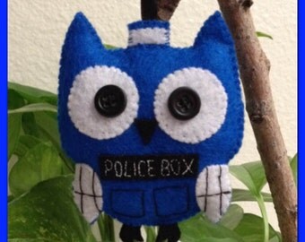 Doctor Who Inspired Tardis Felt Owl Ornament!