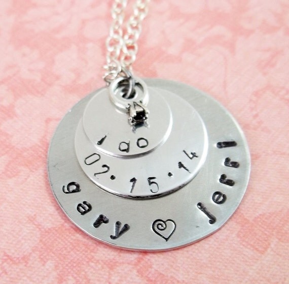 Items similar to Triple Stacker "I Do" Hand Stamped Necklace on Etsy