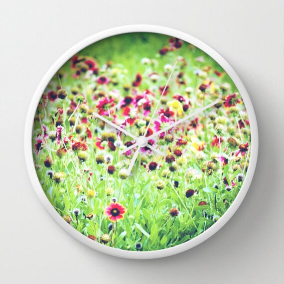 Items similar to Wall Clock, Wildflower - Sweet Hippie BoHo Chic on Etsy
