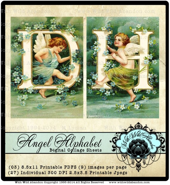 Angel Alphabet Printable Printable ABC Printable Victorian