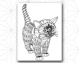Zen Doodle Cat Photoshop Digital Brush 1 jpeg, 1 png, 1 abr Fish String ...