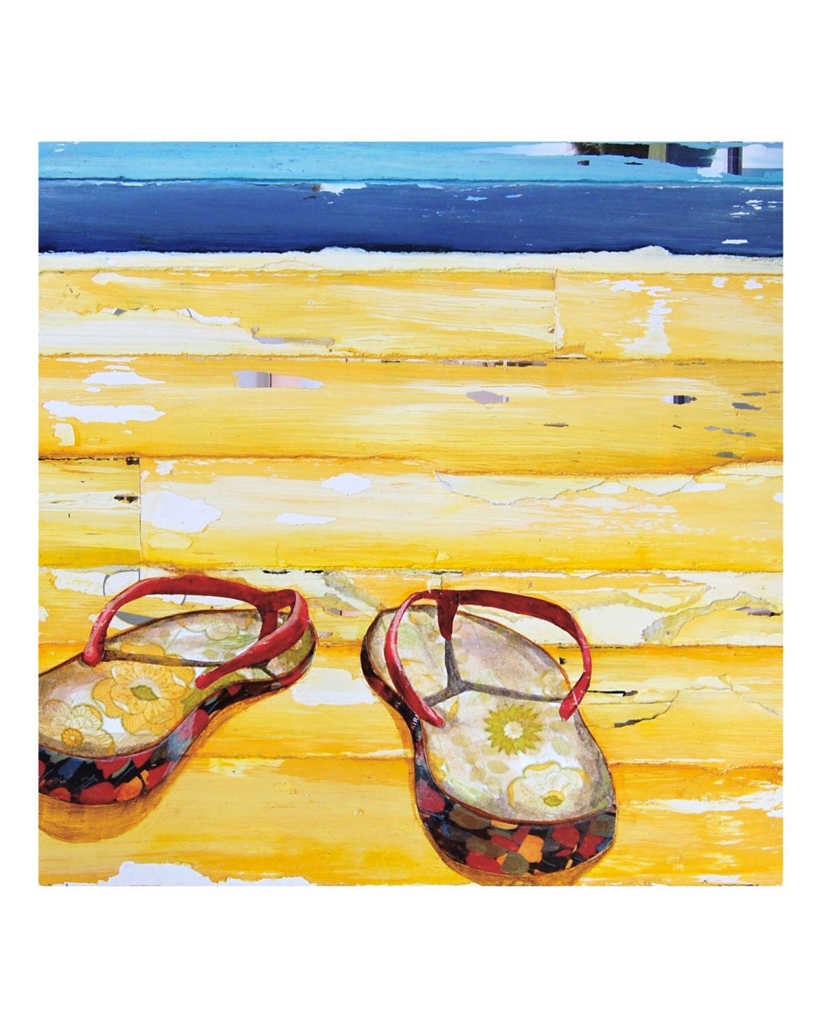 BEACH ART PRINT, sandals, flip flops, sea, beach print, beach decor ...
