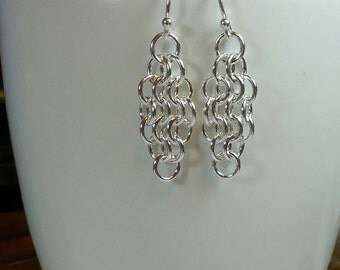 Shenandoah Earrings. Sterling silver chainmaille by rainestudios