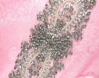 Crystal Glass Silver Beaded Rhinestone Mirror Pair by gloryshouse