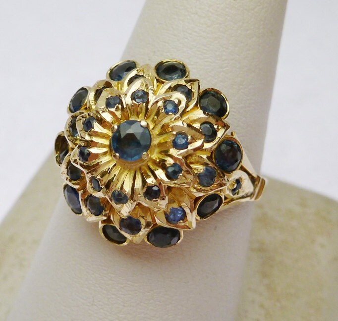 14k Sapphire Thai Princess Ring Functioning 1940s