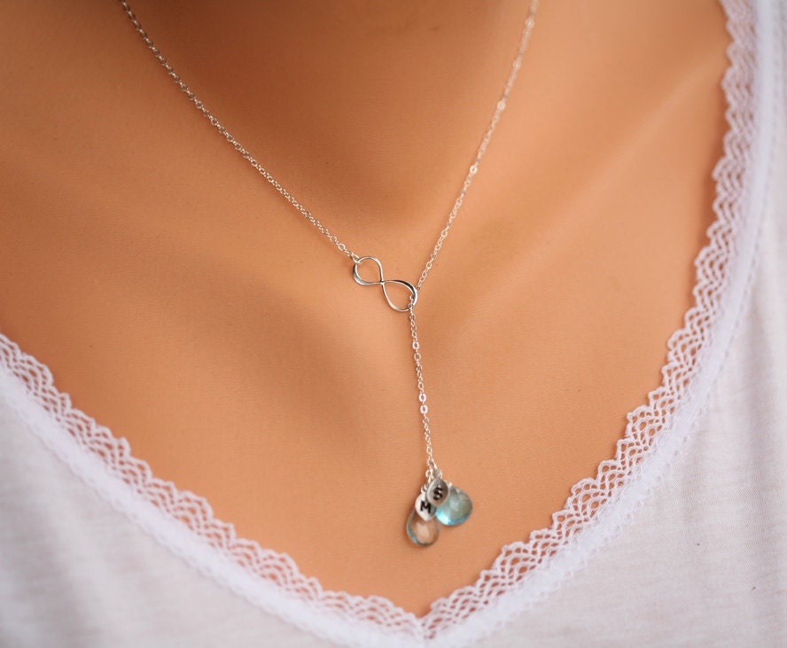 Personalized Infinity necklaceinitial by tyrahandmadejewelry
