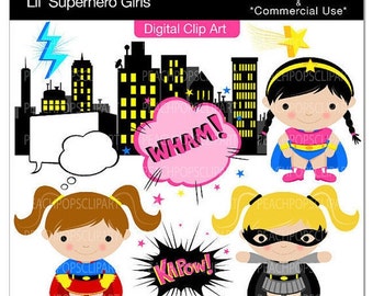 40% OFF SALE - girl superhero clip art digital clipart super hero hero ...