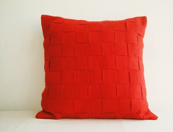 Red Felt Cushion Cover Red Felt Pillow Decorative Pillow