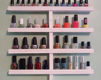 Glossy White Nail Polish Rack Wall Storage Holder