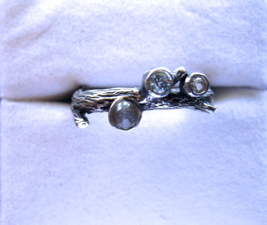 Unique Gemstone Ring Sterling Silver Twig 1 by GriffinsNestJewelry