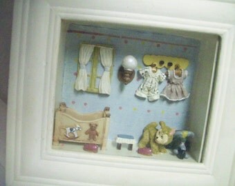 Vintage Shadow Box, Wall Hanging, Decor, Children's Room, Nursery ...