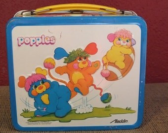 Vintage 1986 Popples Metal Lunchbox, Aladdin Industries