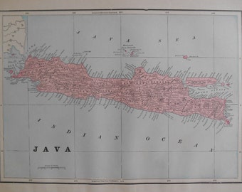 JAVA Map. 1896, 1890s. JAPAN Map. Genuine Victorian Era 19th Century ...