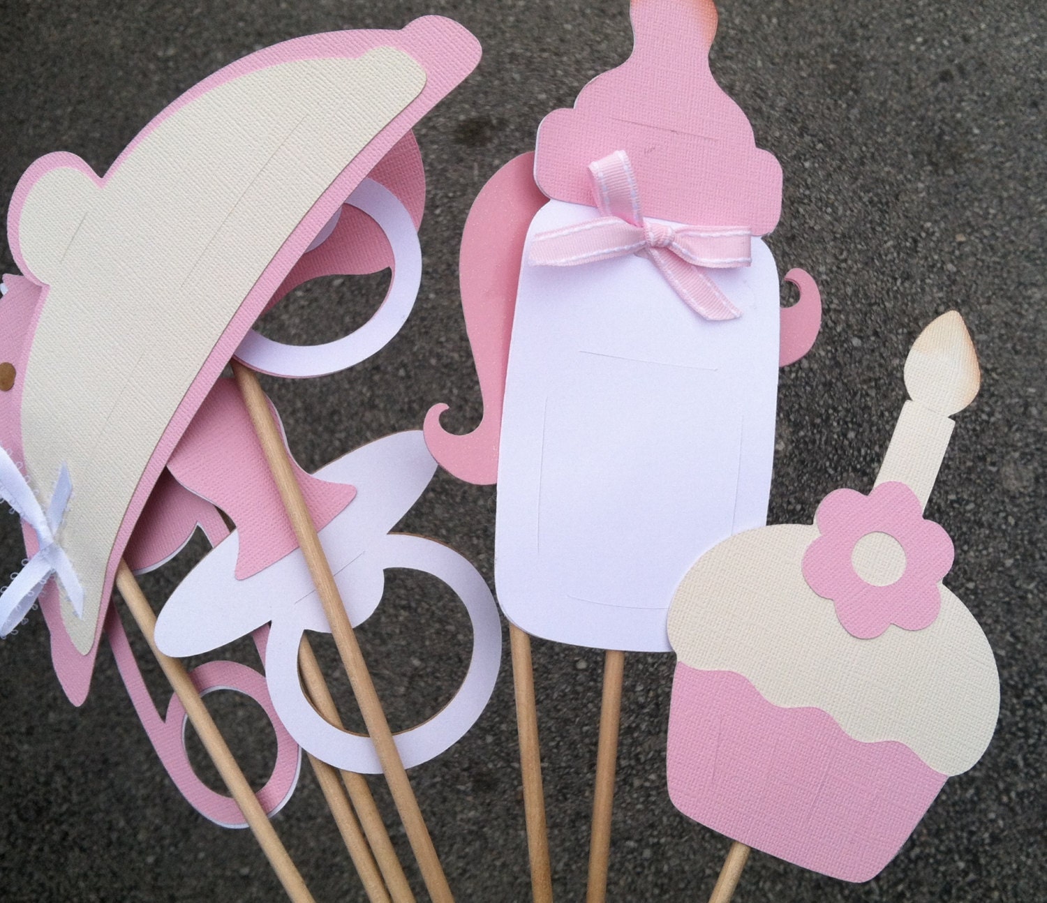 CREAM AND PINK baby shower photo booth props pink and cream