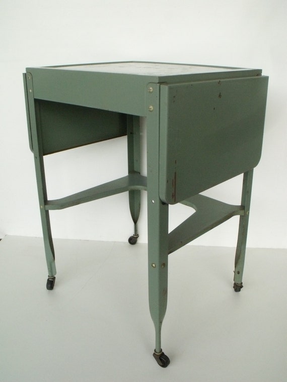 Typing Stand Vintage Typewriter Table Industrial Rolling Bar