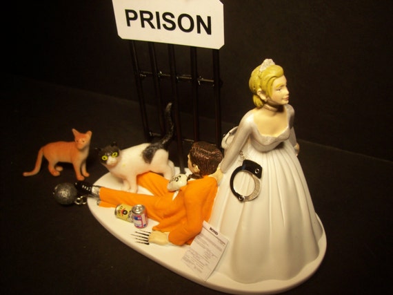 STAY OUT of PRISON or Jail Bride & Groom Wedding Cake Topper
