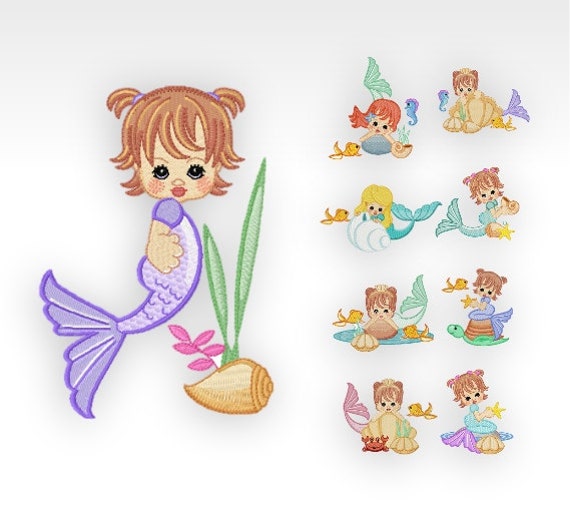 Mermaid Machine Embroidery Designs Precious Mermaids SET