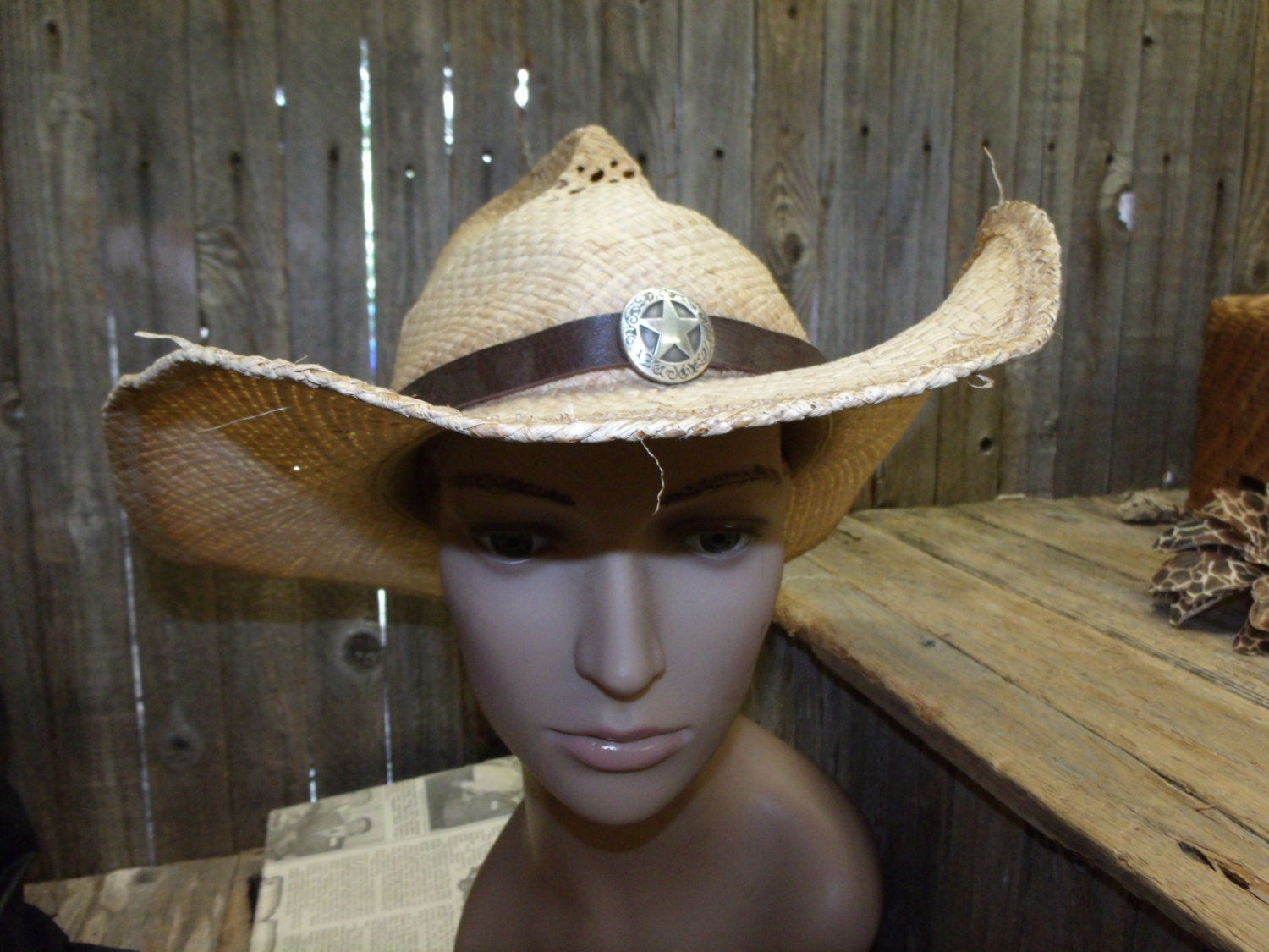 Distressed Ranch Worn Straw Summer Hat w Leather Hatband – Haute Juice