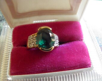 Faux emerald ring | Etsy