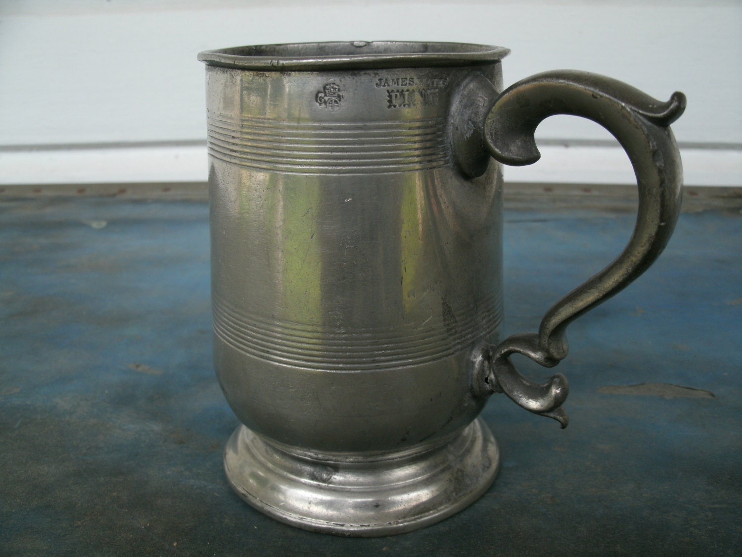 James Yates Antique Pewter Pint Tankard