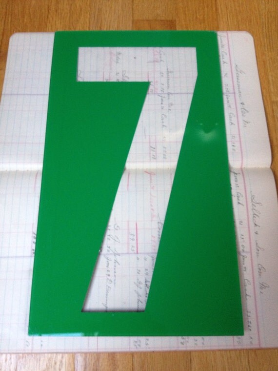 Vintage green plastic number 7 Plexiglas number gas