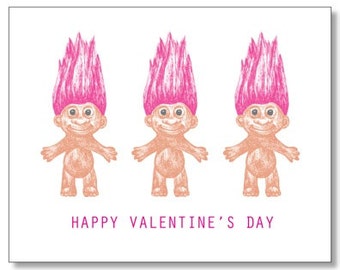 Troll valentine card | Etsy