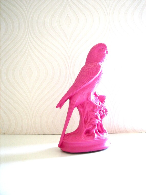 Items similar to Pretty Parakeet Statue in Pretty Pink Pink on Etsy