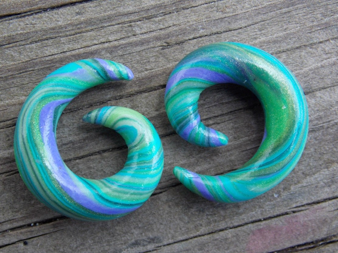 Spiral Ear Gauges Custom Ear Plugs Dangle Ear by FateAndNecessity