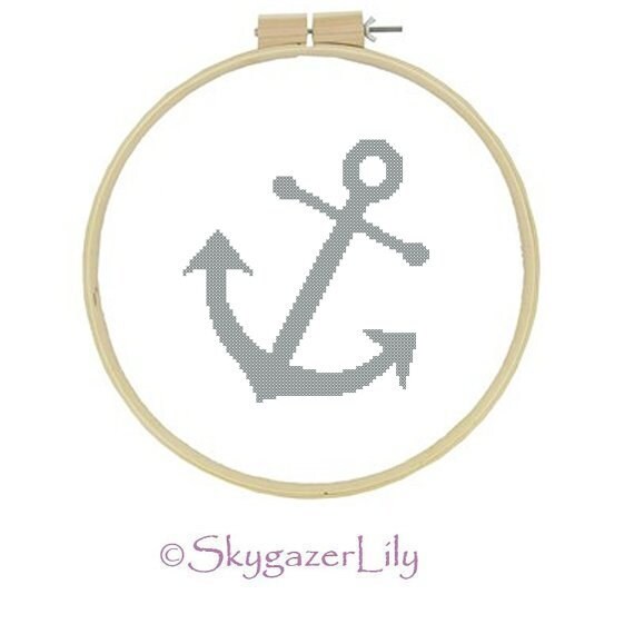 Easy Cross Stitch Pattern Anchor Nautical Beginner