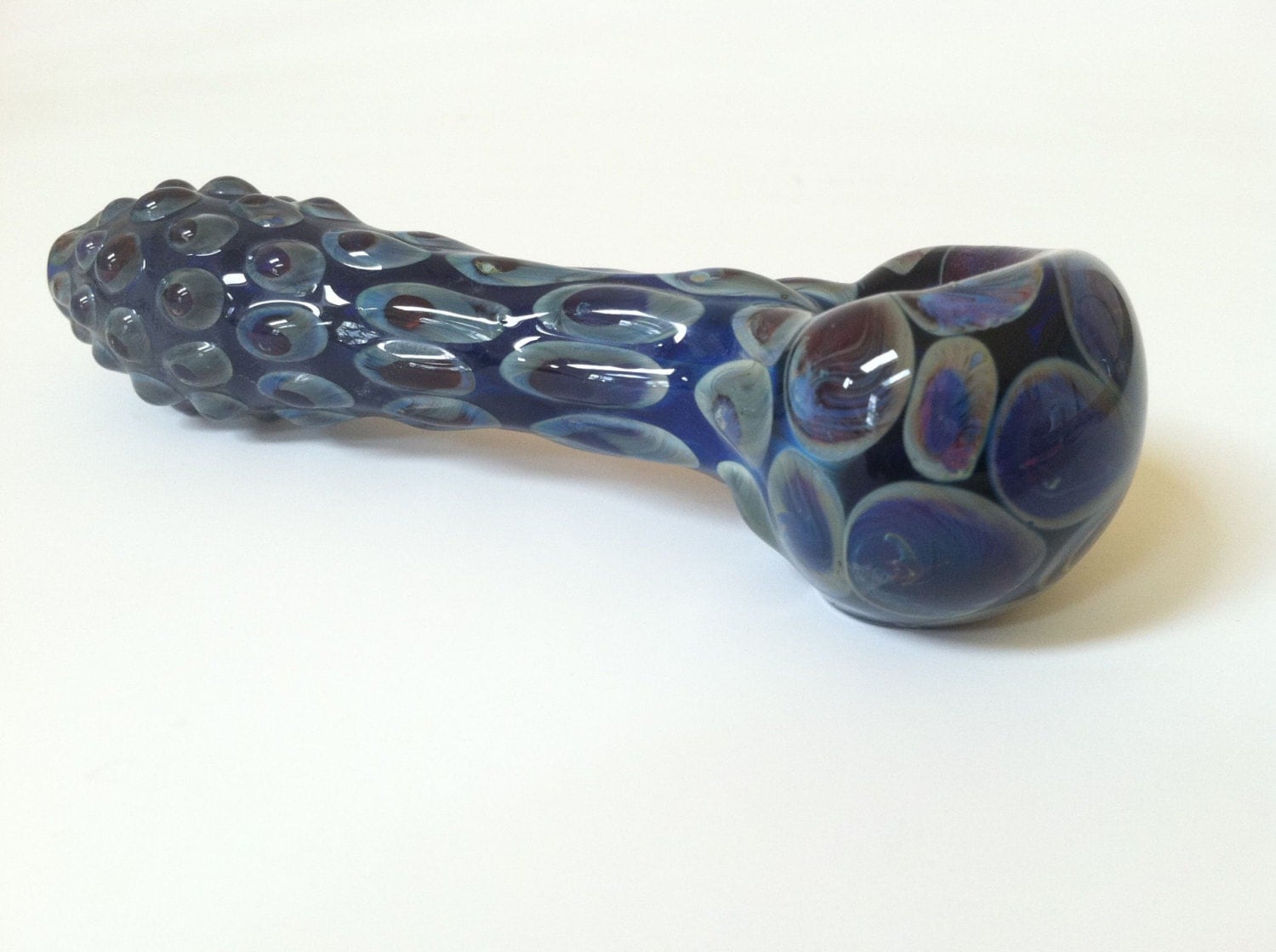 Glass Spoon Pipe Spoon Pipe Blue and Amber Glass Pipe made