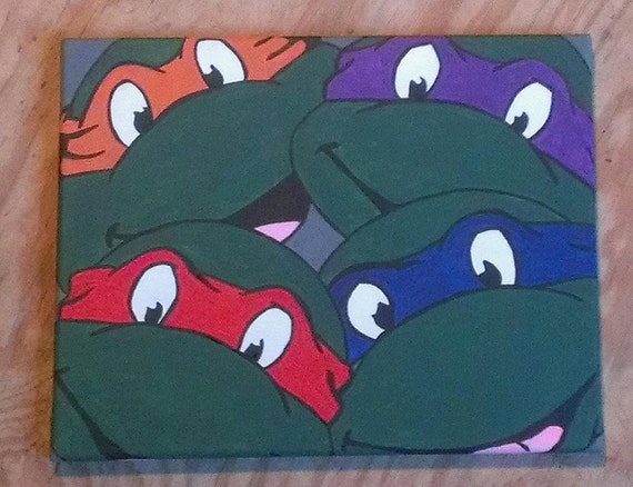 Items similar to Custom Ninja Turtle on Stretched Canvas 11" x 13" x 3/ ...
