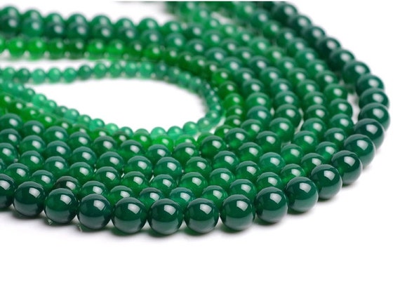 Natural Green Agate Beads Smooth Round 6mm-14mm 15.4 Inch