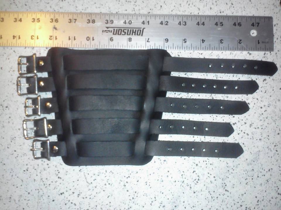 Five Buckle Black Leather Gauntlet