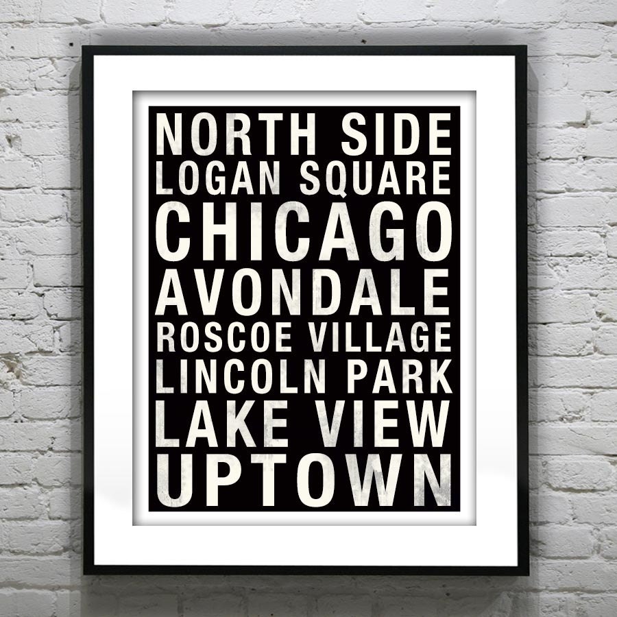 Chicago North Side Poster Subway Art llinois Print IL Avondale